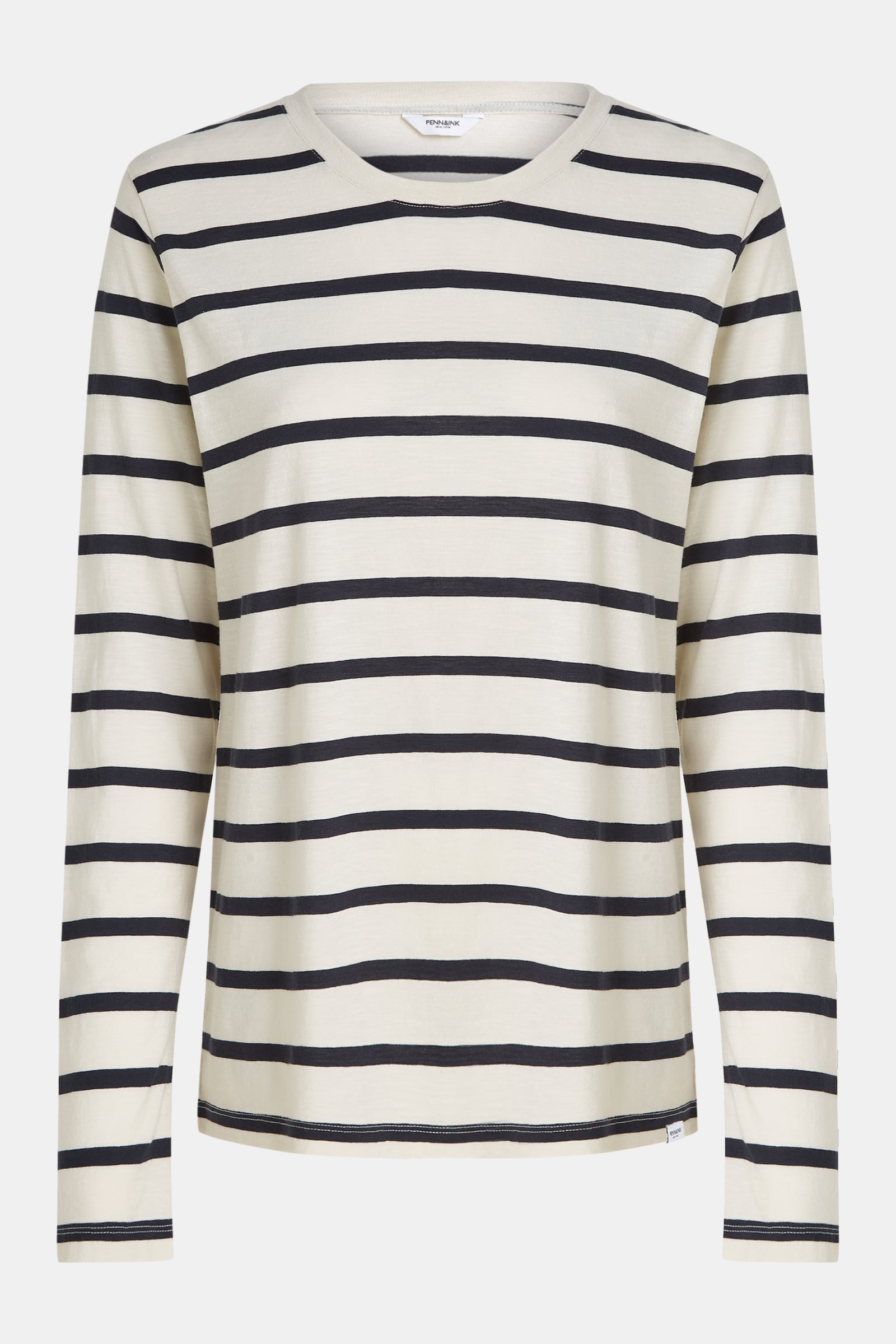 Penn&Ink Longsleeve stripe (Phoenix) Ecru - Navy | Penn&Ink